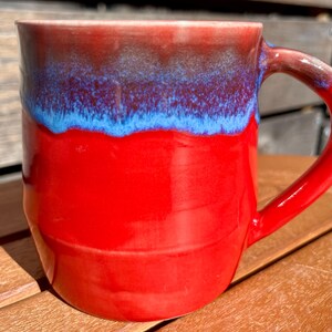 Tall Red and Blue Coffee Tea Mug - Etsy