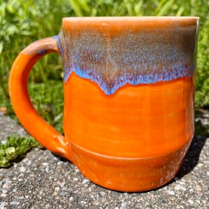Tall Orange and Blue Ceramic Mug - Etsy