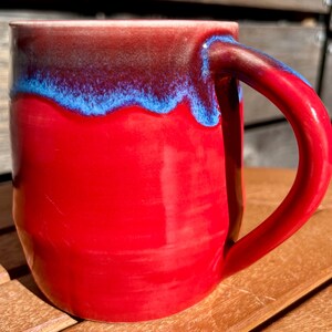 Tall Red and Blue Coffee Tea Mug - Etsy