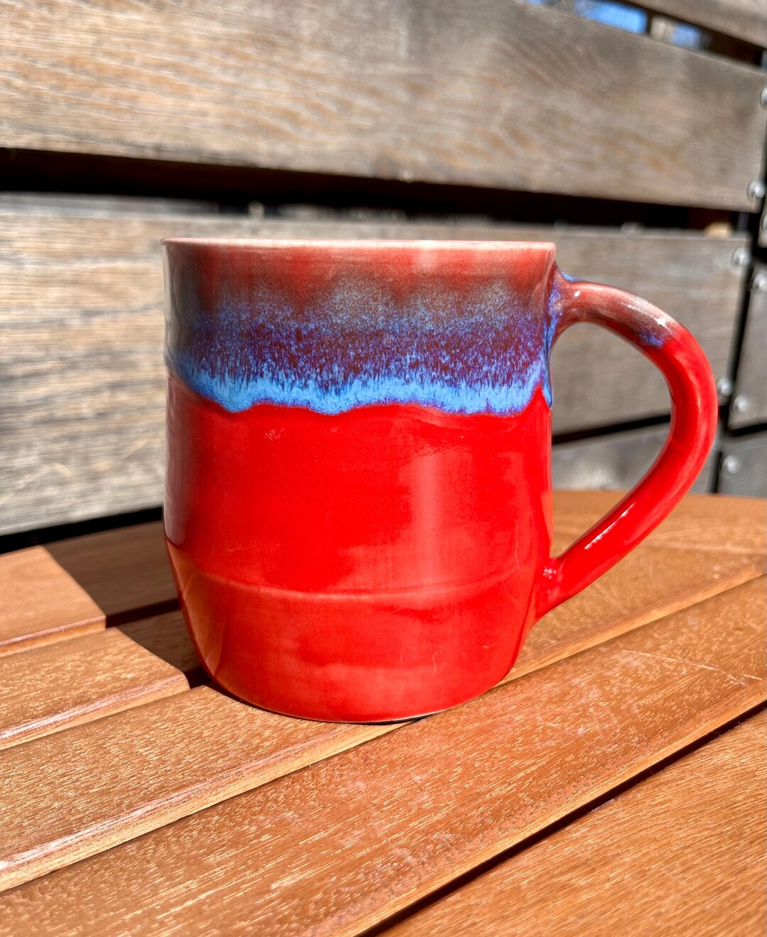 Tall Red and Blue Coffee Tea Mug - Etsy