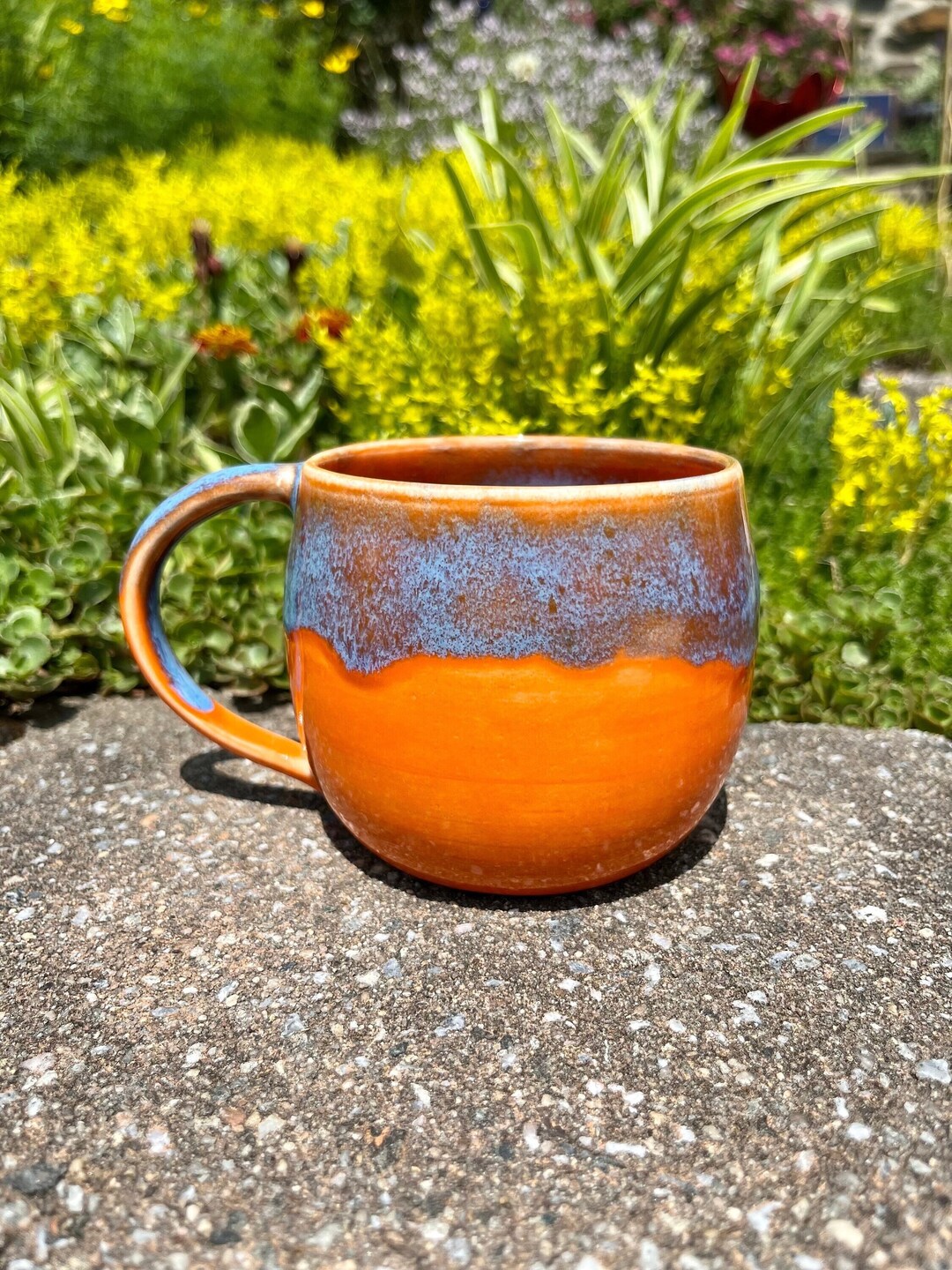 Ceramic Orange and Blue Mug - Etsy
