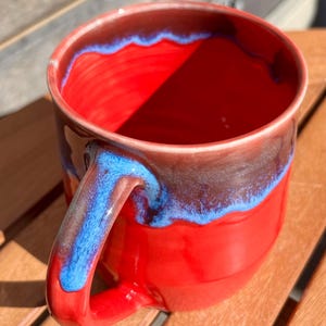 Tall Red and Blue Coffee Tea Mug - Etsy