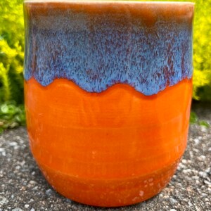 Tall Orange and Blue Ceramic Mug - Etsy