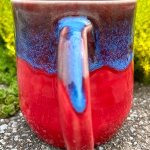Tall Red and Blue Coffee Tea Mug - Etsy