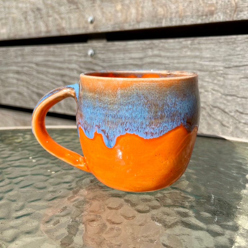 Orange Pottery Mug - Etsy