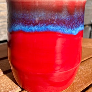 Tall Red and Blue Coffee Tea Mug - Etsy
