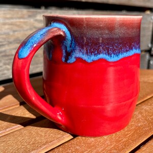 Tall Red and Blue Coffee Tea Mug - Etsy