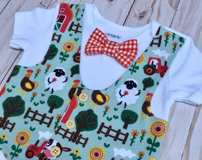 Little Farm, Vest and Bow Tie Onesie - Etsy