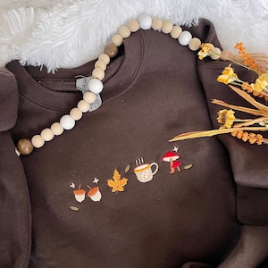 EMBROIDERED SWEATSHIRT Fall Minimalist Sweatshirt Fall Leaves Crewneck ...