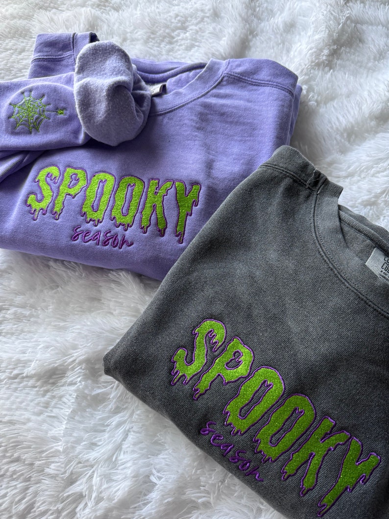 EMBROIDERED SPOOKY SEASON Sweatshirt Embroidered Sweatshirt Halloween ...