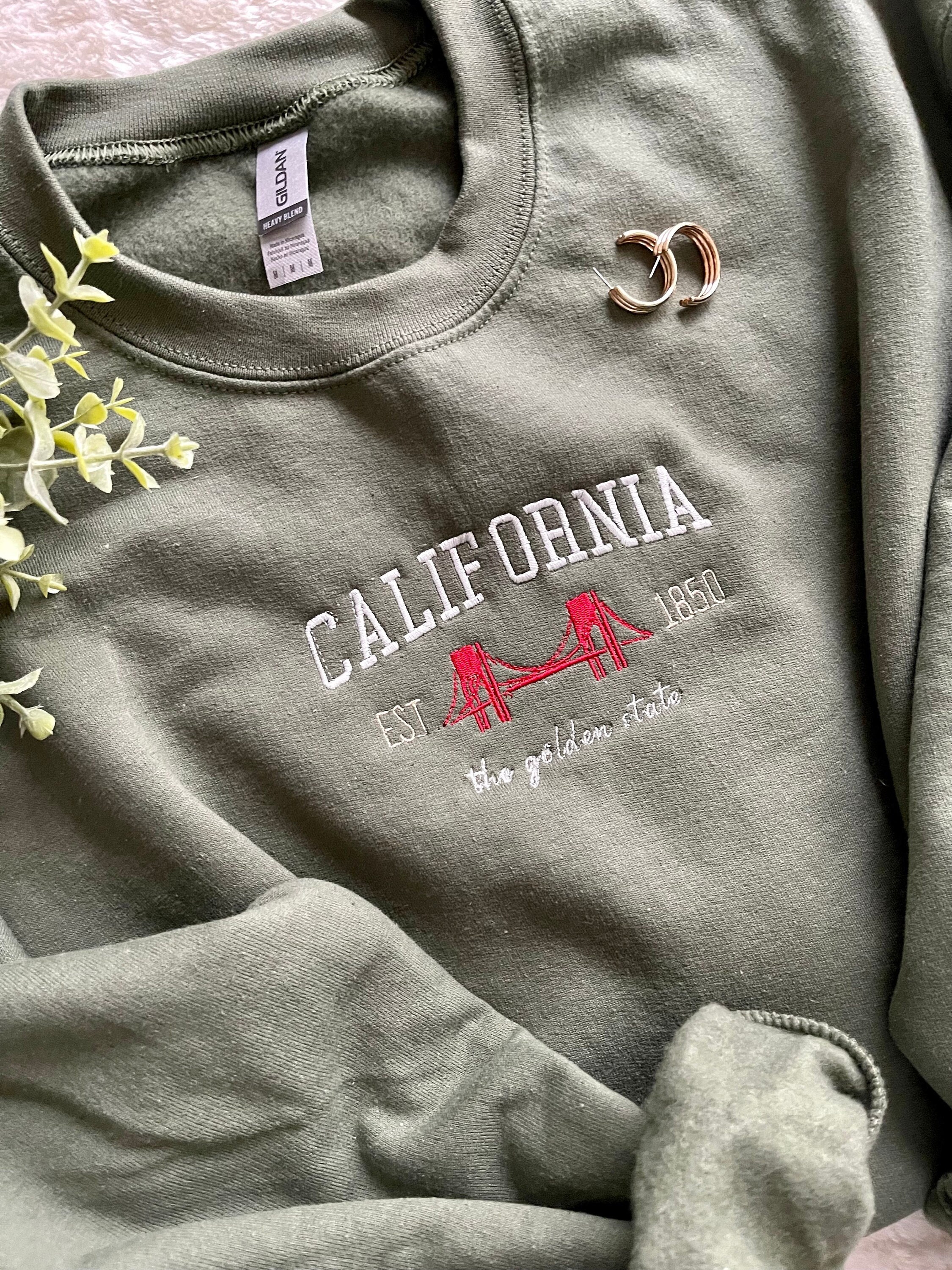 EMBROIDERED CALIFORNIA SWEATSHIRT California Crewneck Embroidered ...