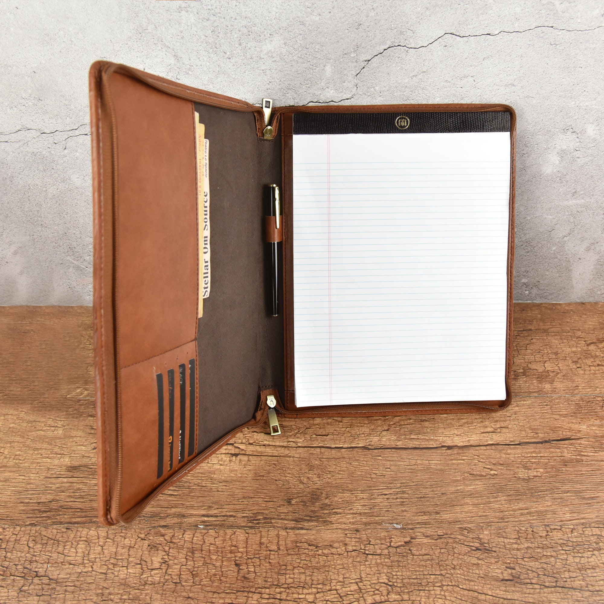 Lederen map met A4 kladblok houder aangepaste lederen map - Etsy Nederland