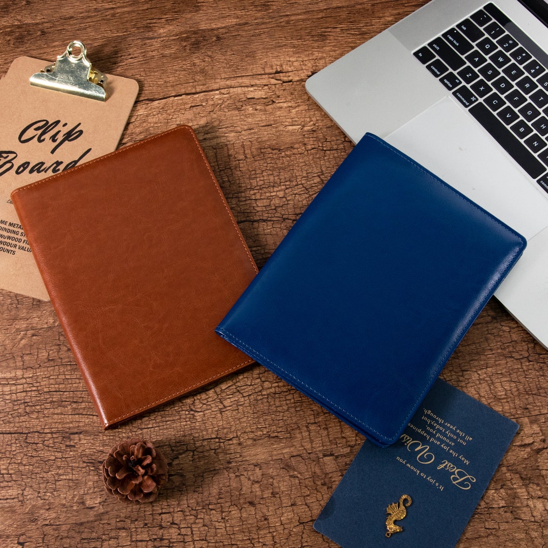 Handmade Simple Leather Padfolio for Men/women,a5 Custom Brown&navy ...