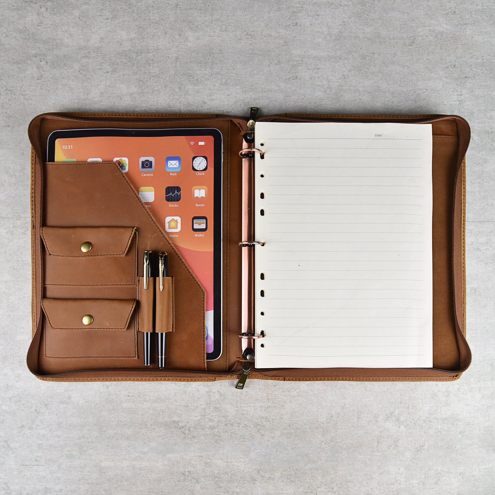 Leather 3 Ring Binder With A4/US Letter Size Notepad Holder - Etsy Canada