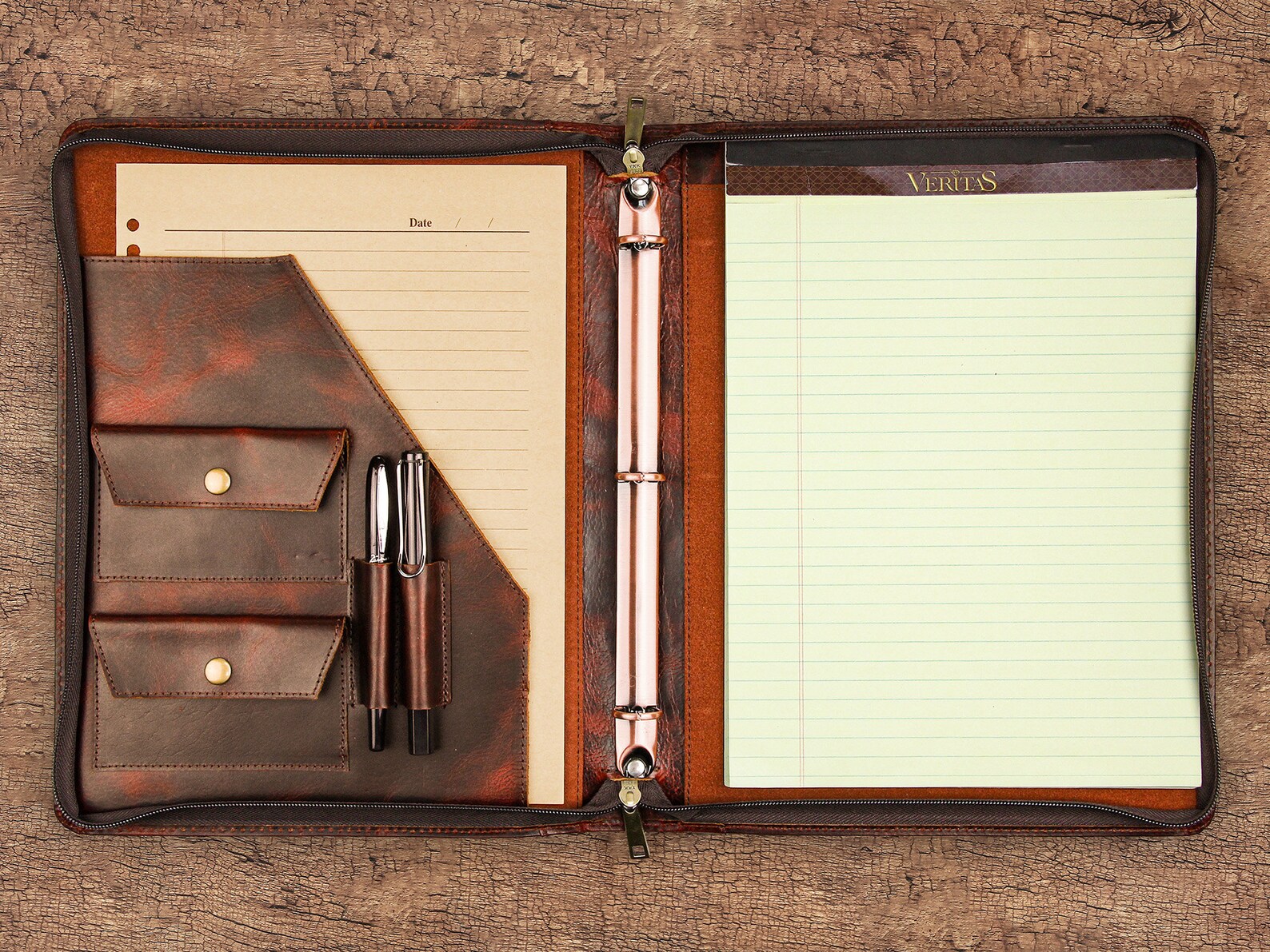 Leather 3 Ring Binder With A4/US Letter Size Notepad Holder - Etsy Canada