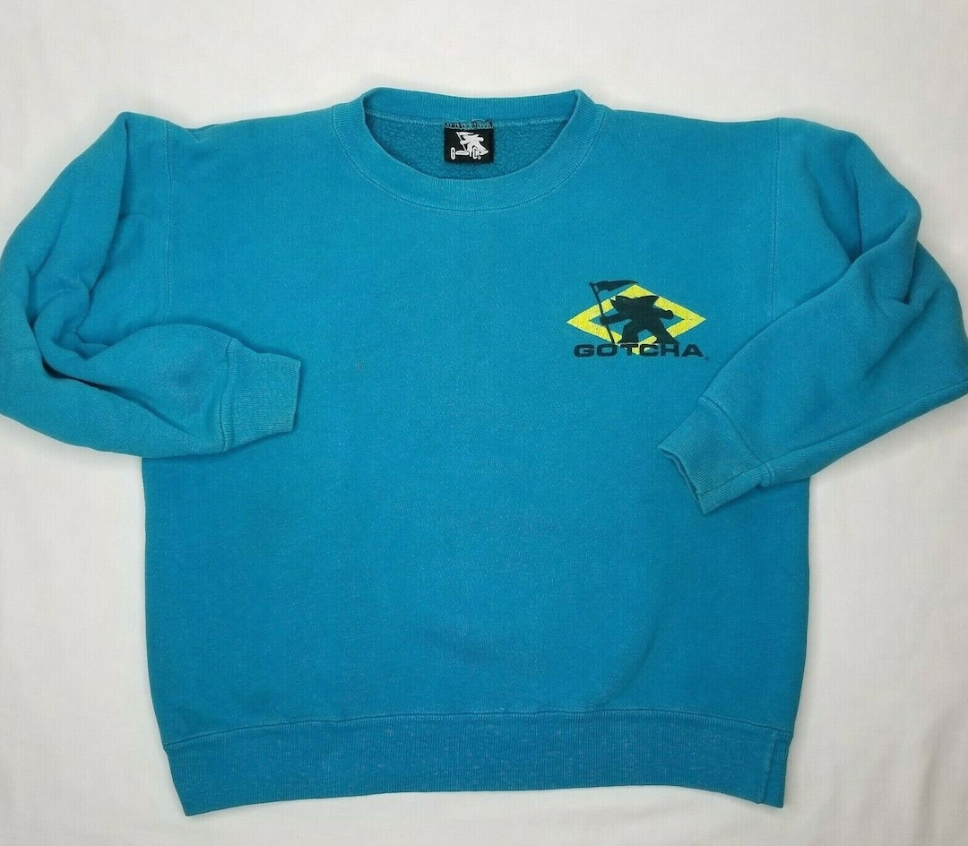 Vintage Gotcha Surfwear Sweatshirt Small Cropped Sharkman Logo Surfer ...