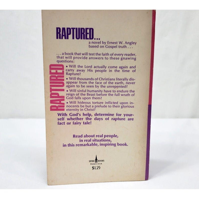 Raptured by Ernest W Angley Christian Fiction Novel of the End Times ...