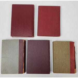 Vintage Dark Red Book Stack Lot of 5 Maroon Decorative Old Worn Staging ...