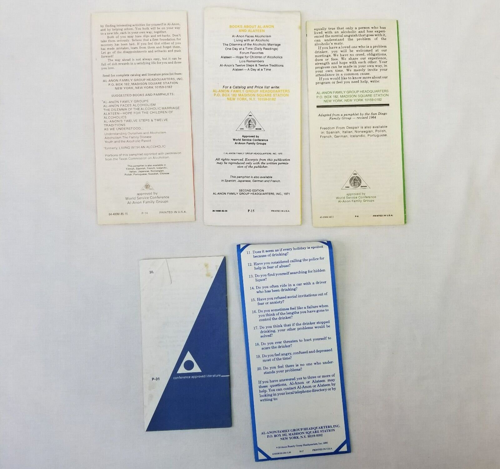 Vintage Alcoholics Anonymous Lot Pamphlets Al-anon Living Sober AA the ...