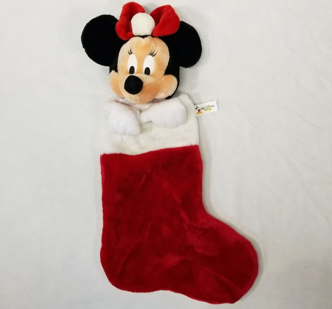 Minnie Mouse 3D Plush Christmas Stocking Walt Disney World Red and ...