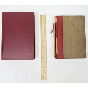 Vintage Dark Red Book Stack Lot of 5 Maroon Decorative Old Worn Staging ...