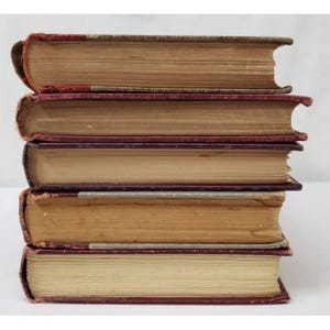 Vintage Dark Red Book Stack Lot of 5 Maroon Decorative Old Worn Staging ...