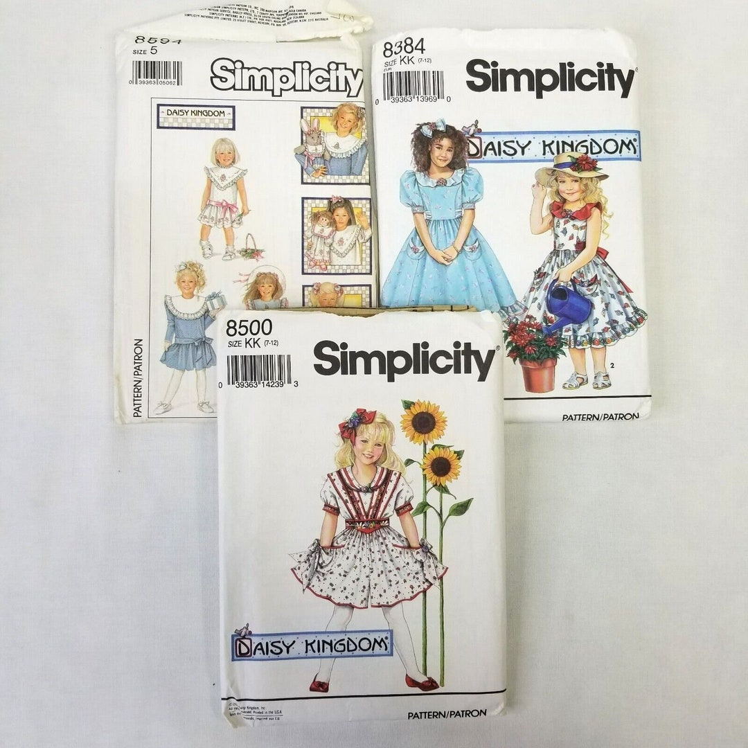 Daisy Kingdom Simplicity Sewing Patterns Lot of 3 Girls Dresses Size 5 ...