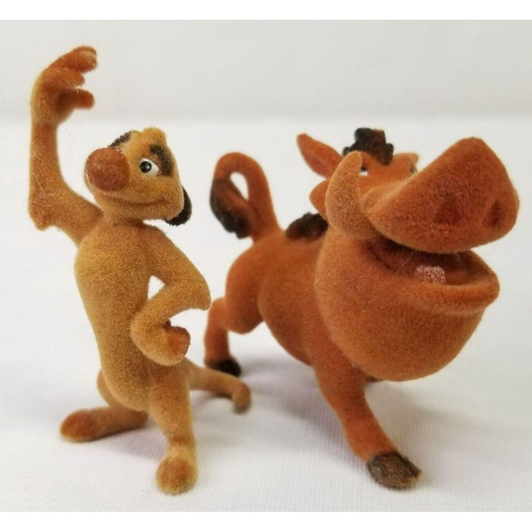 Flocked Timon and Pumbaa Figures 2 Fuzzy Disney Walmart Exclusive the ...
