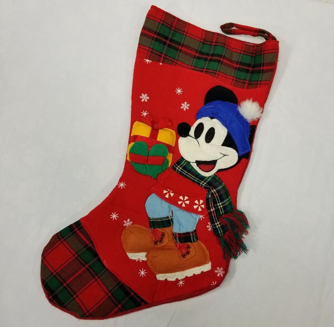 Vintage Disney Catalog Mickey Mouse Stocking 3D Felt Christmas Gift Red ...
