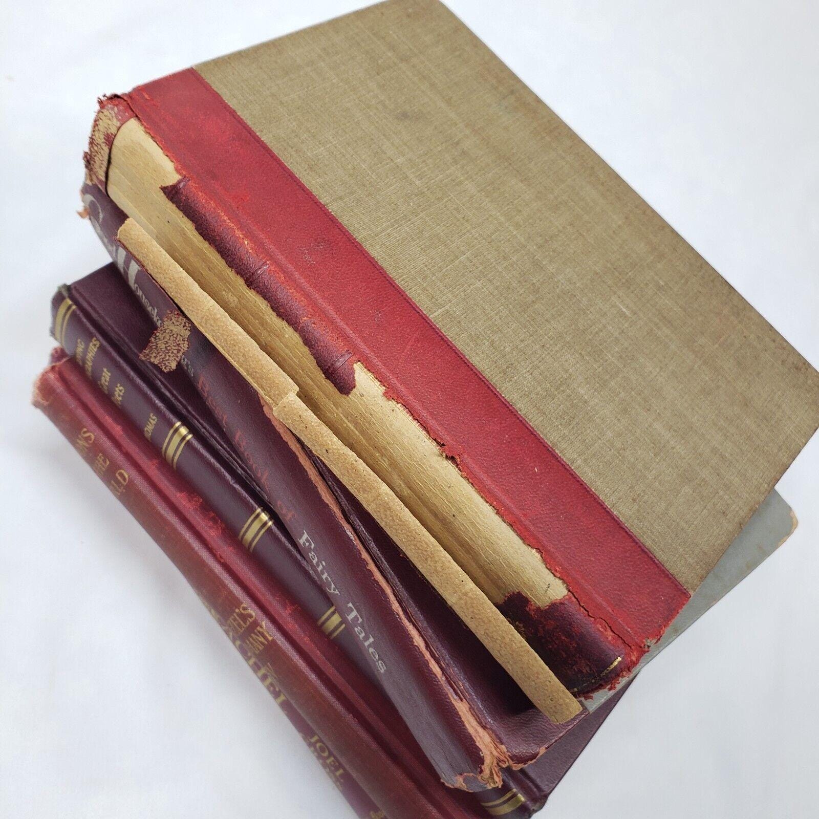 Vintage Dark Red Book Stack Lot of 5 Maroon Decorative Old Worn Staging ...