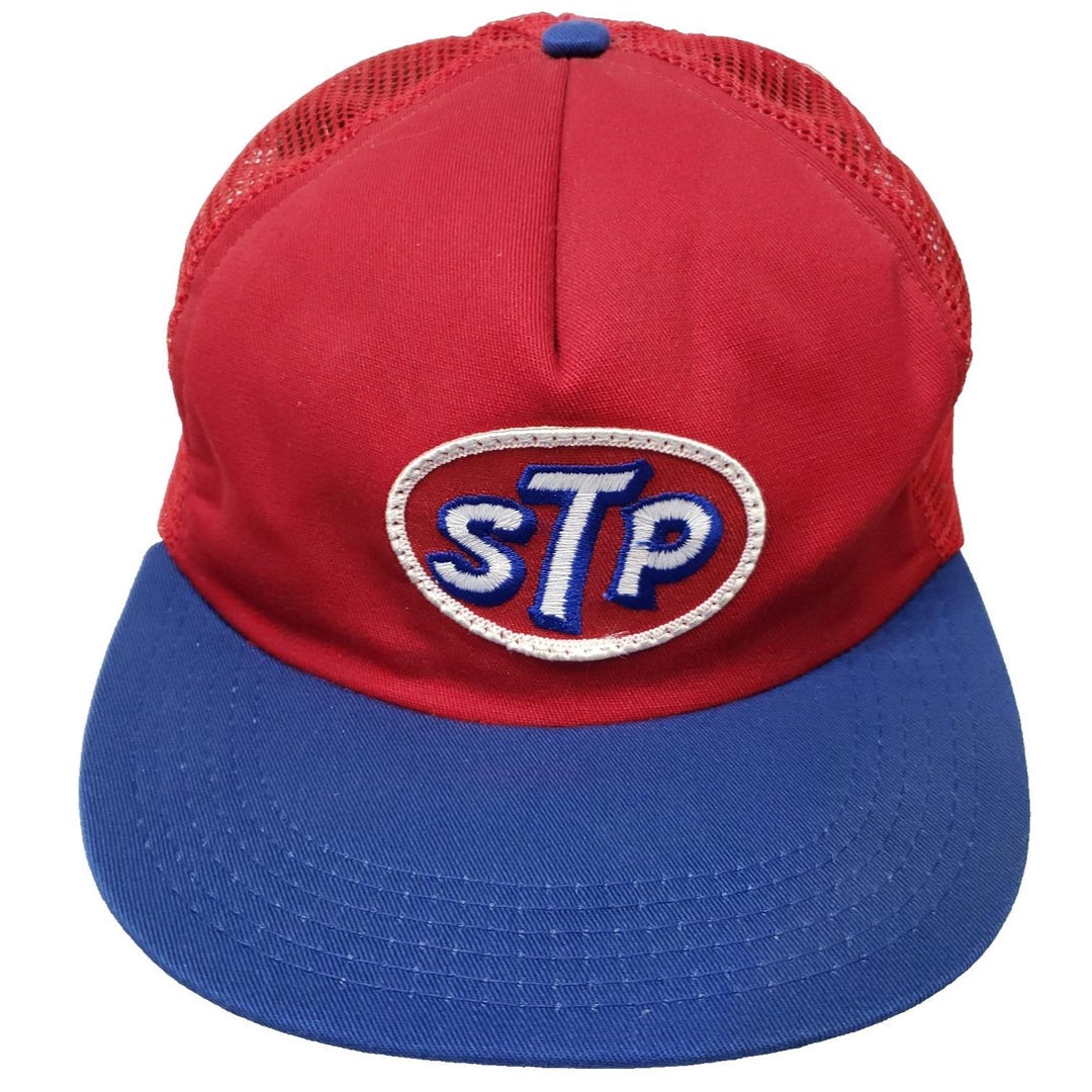 Vintage STP Trucker Hat Mesh Snapback Patch Cap Made in USA Red Blue ...