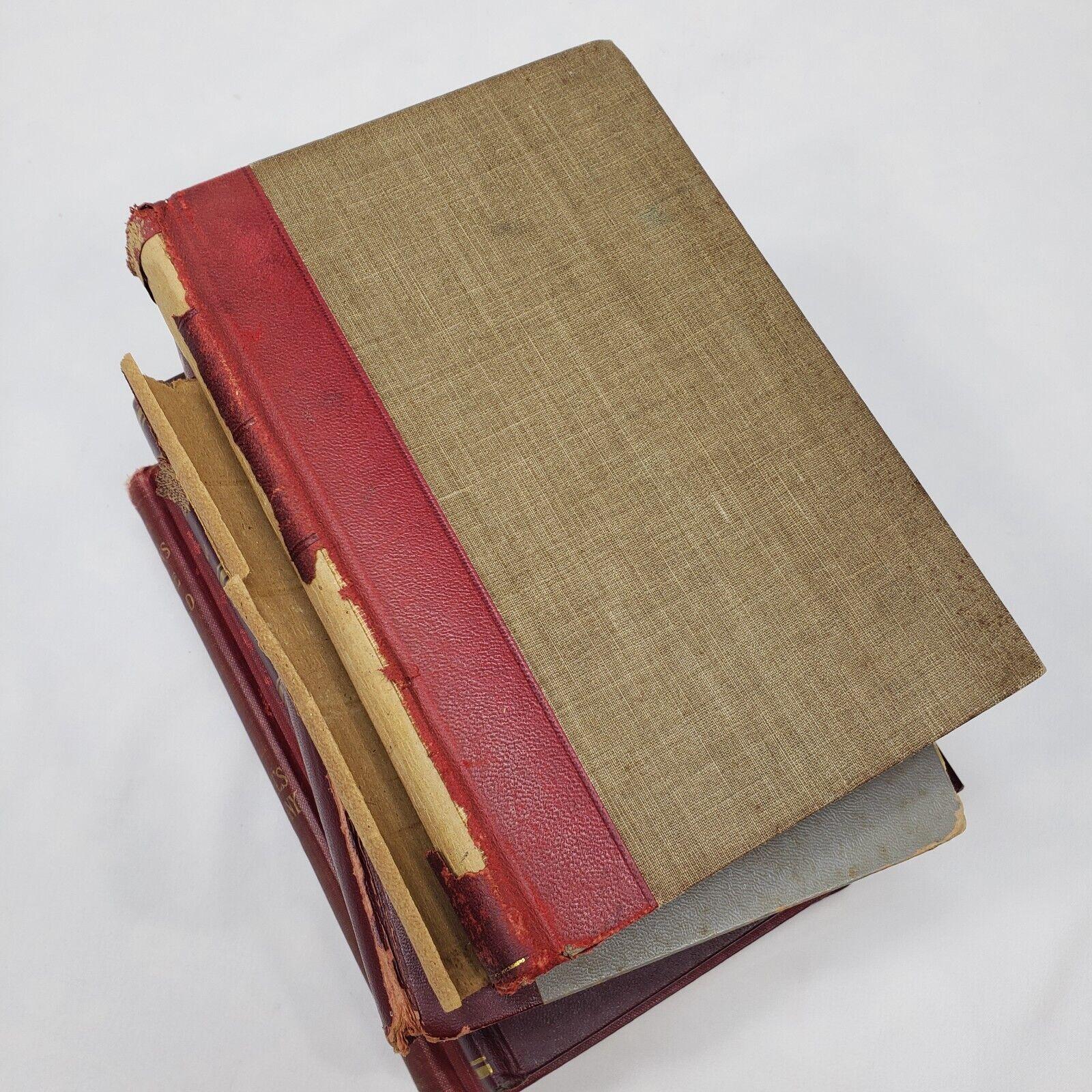 Vintage Dark Red Book Stack Lot of 5 Maroon Decorative Old Worn Staging ...
