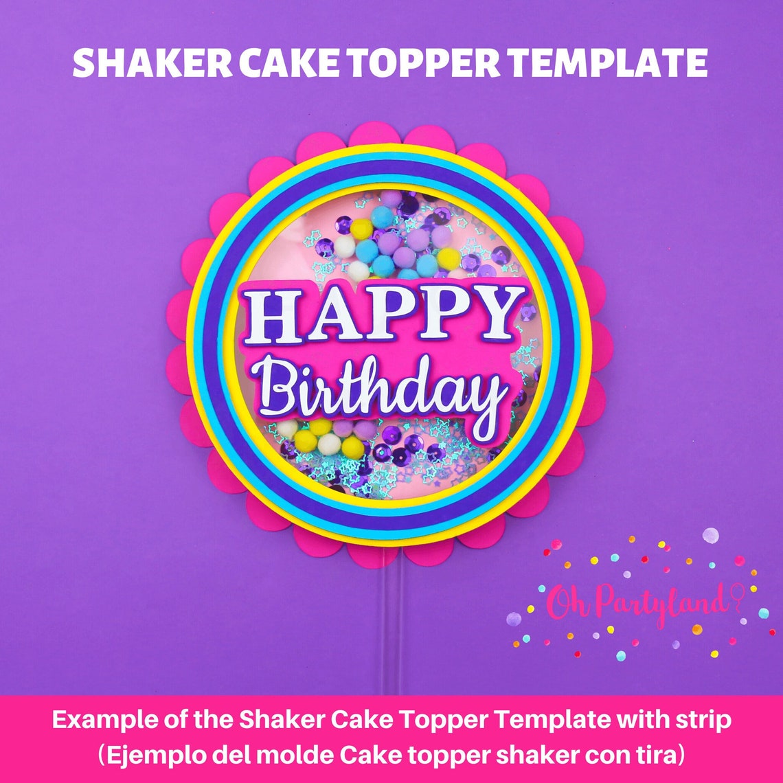 Shaker Cake Topper SVG File With Stripe SVG for Cricut DXF | Etsy Canada