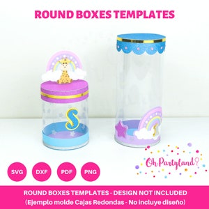 Round Boxes Templates - Favor Boxes SVG, DXF, PDF, Png, Small and Large ...