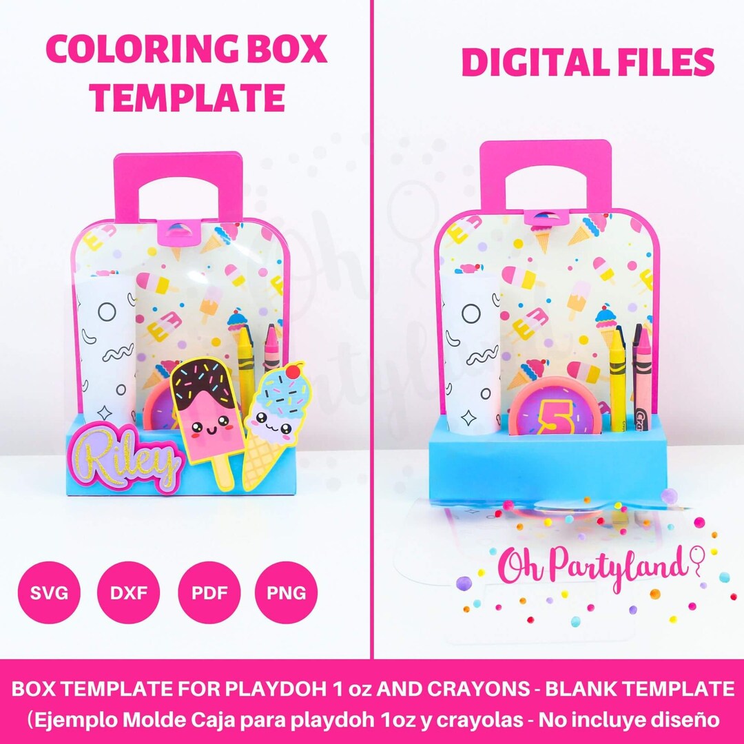 Coloring Play Doh Box SVG Files for Cricut, DXF, PDF and Png Files ...