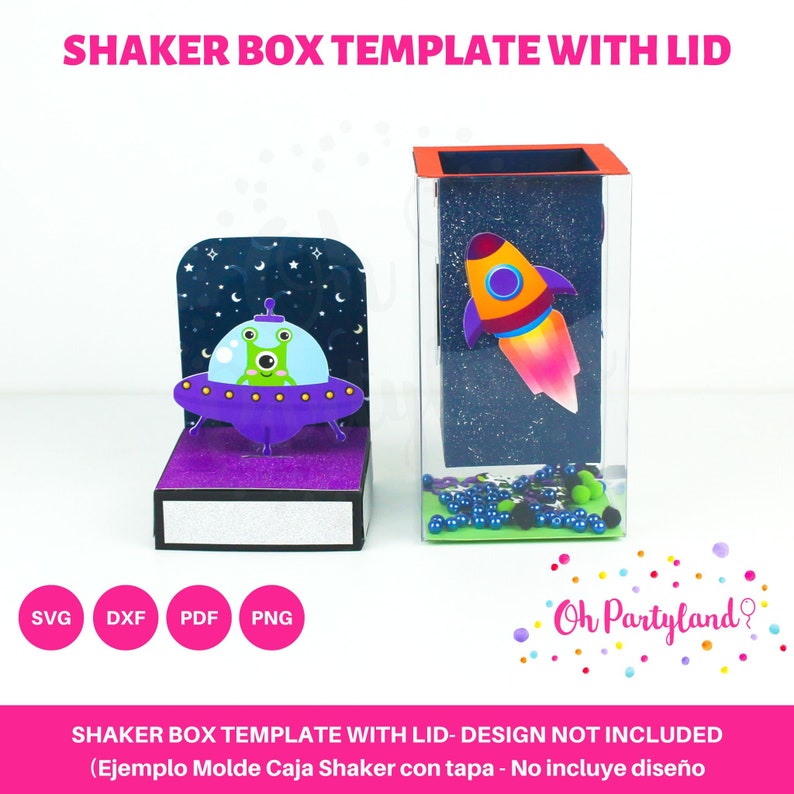 Shaker Acetate Box Template With Lid - Favor Box SVG for Cricut, DXF ...