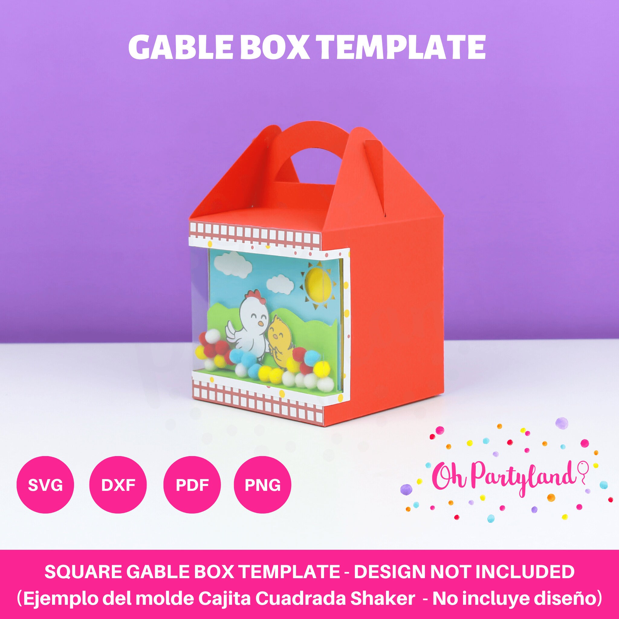 Square Gable Box Template Shaker Box SVG DXF Pdf Png - Etsy Canada