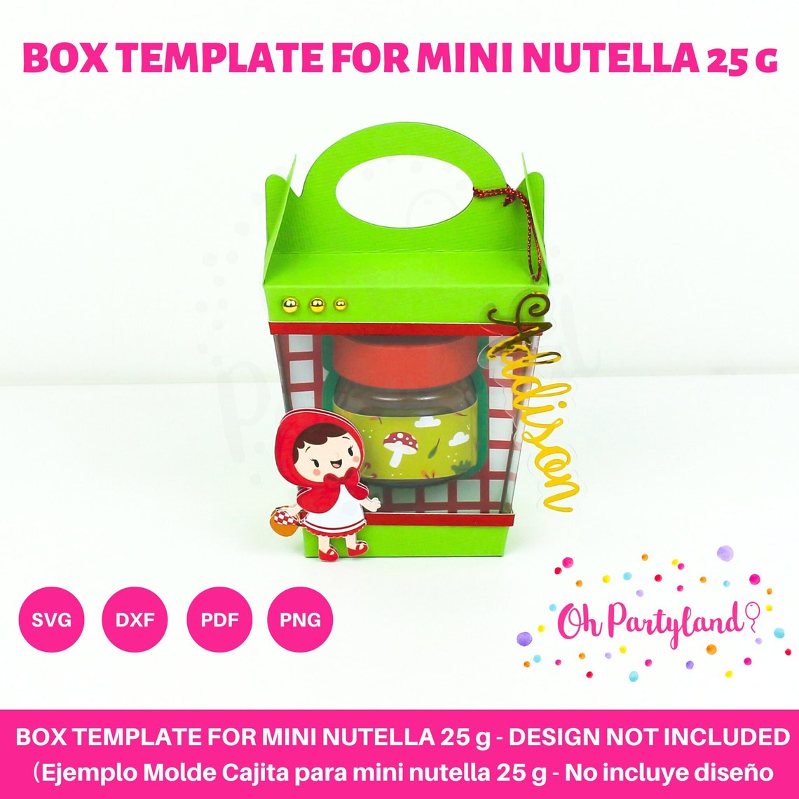 Mini Nutella Box Template SVG, DXF, PDF, Png - Treat Box Template for ...