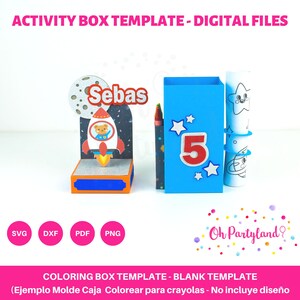 Coloring Box Template - Activity Box Template - Favor Box SVG, DXF, PDF ...
