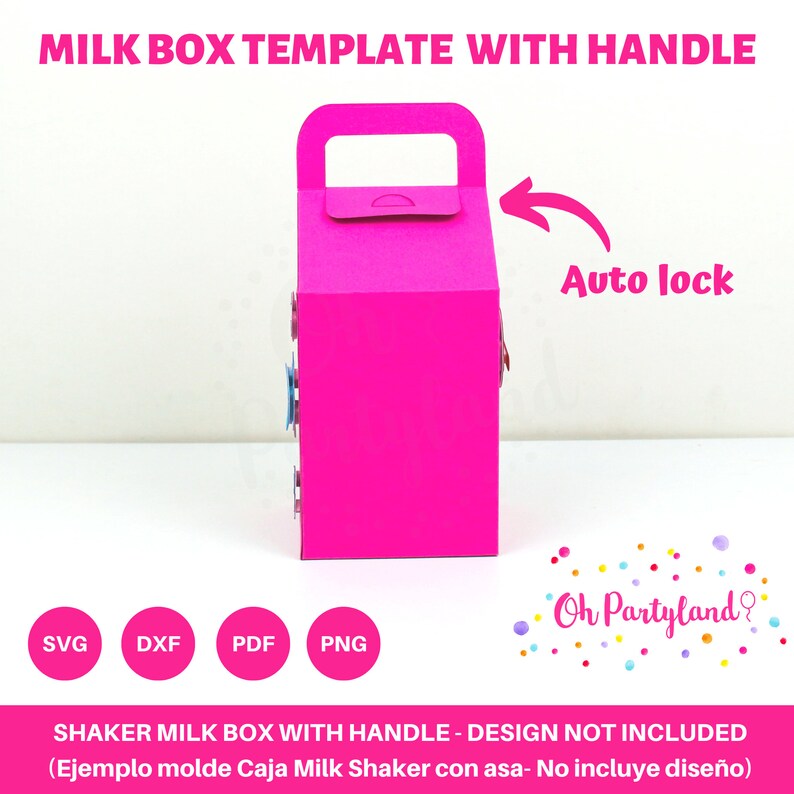 Milk Box Shaker Template With Handle, Shaker Box SVG, DXF, PDF and Png ...