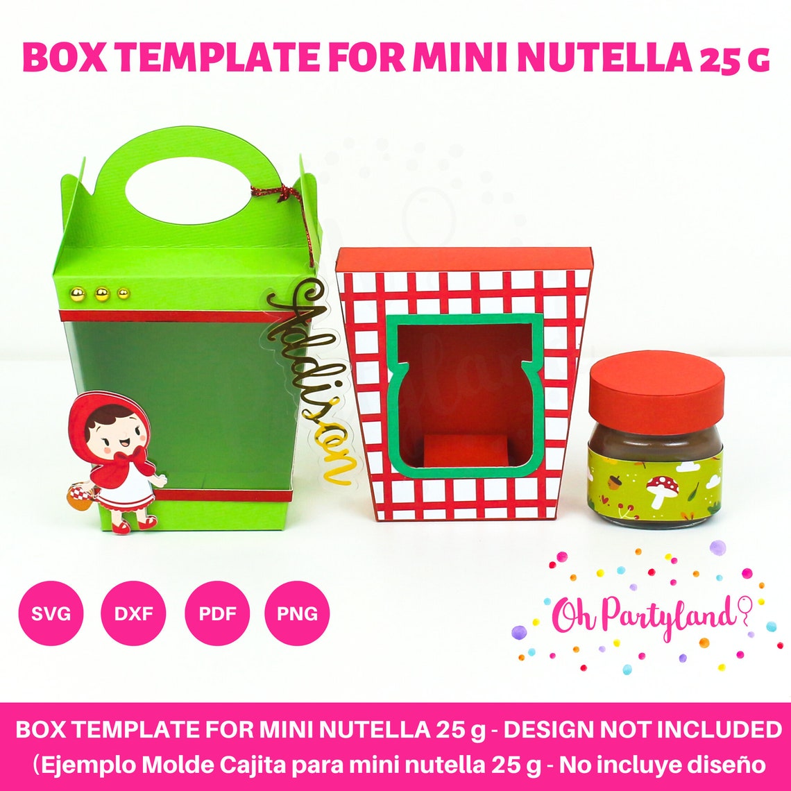 Mini Nutella Box Template SVG, DXF, PDF, Png - Treat Box Template for ...