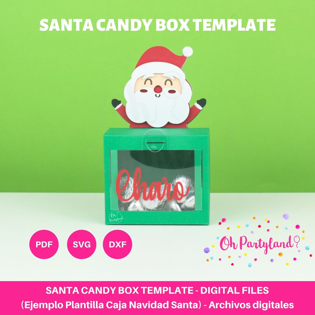 Santa Candy Box SVG Files for Cricut, DXF Files for Silhouette & PDF ...