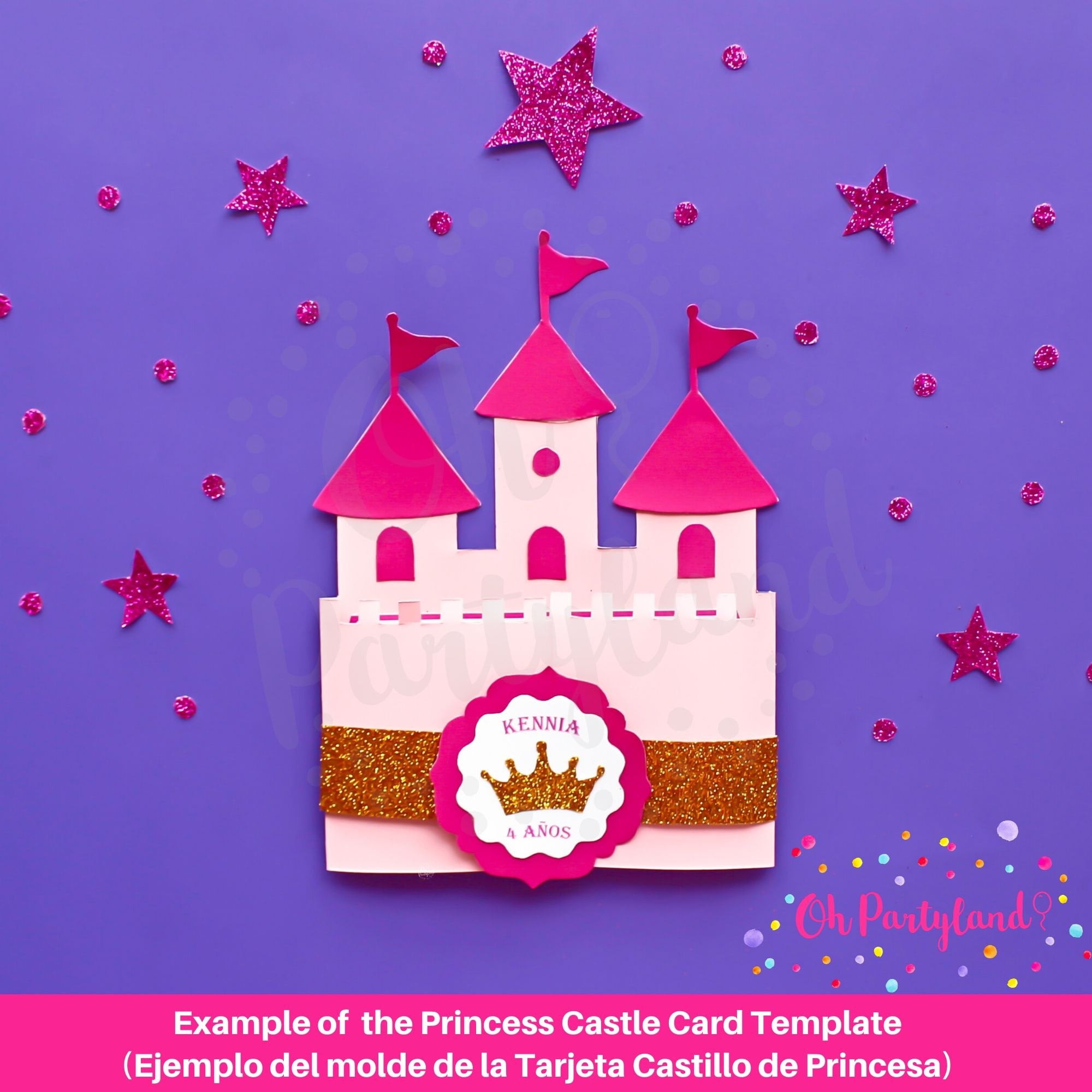 Princess castle invitation SVG file Castle card template | Etsy
