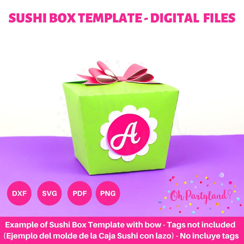 Box Template Svg, Dxf, Pdf, Png - Noodle Box Template - Sushi Favor Box ...
