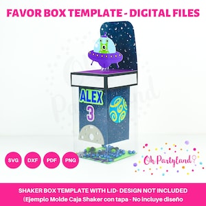 Shaker Acetate Box Template With Lid - Favor Box SVG for Cricut, DXF ...