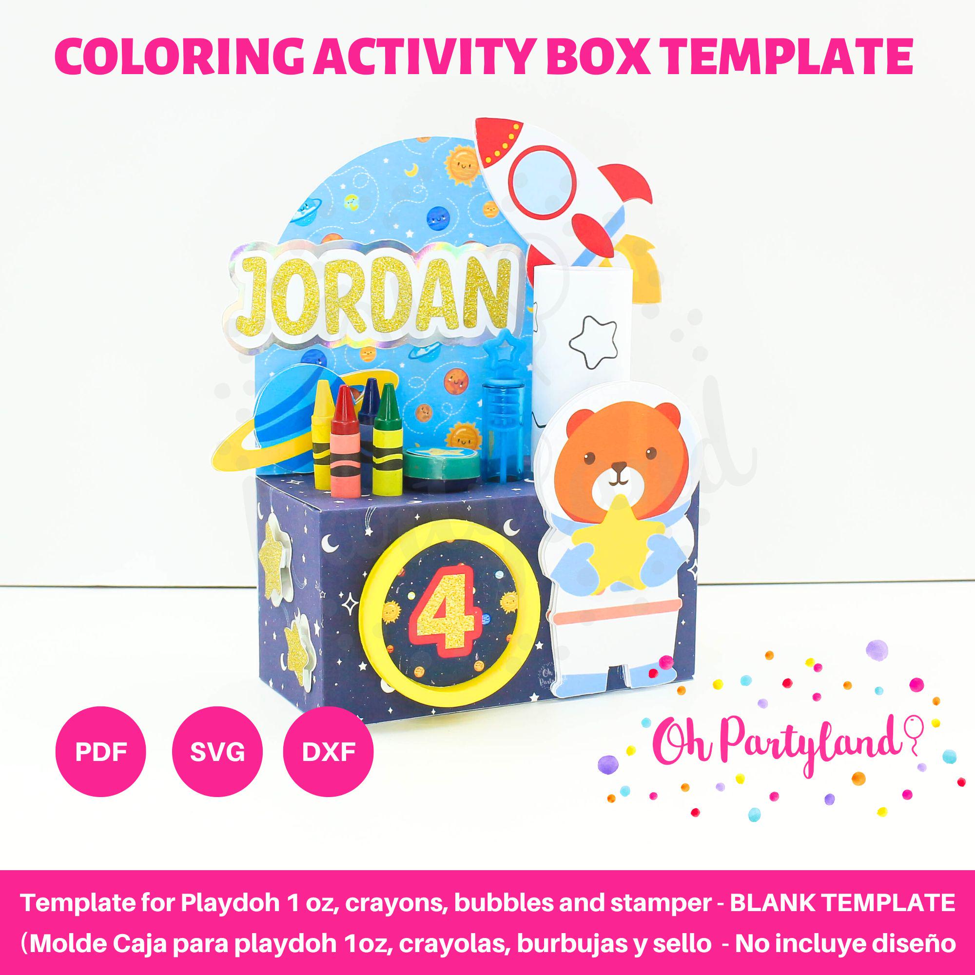 Activity Box Template for Cricut and Silhouette - Coloring Box SVG, DXF ...