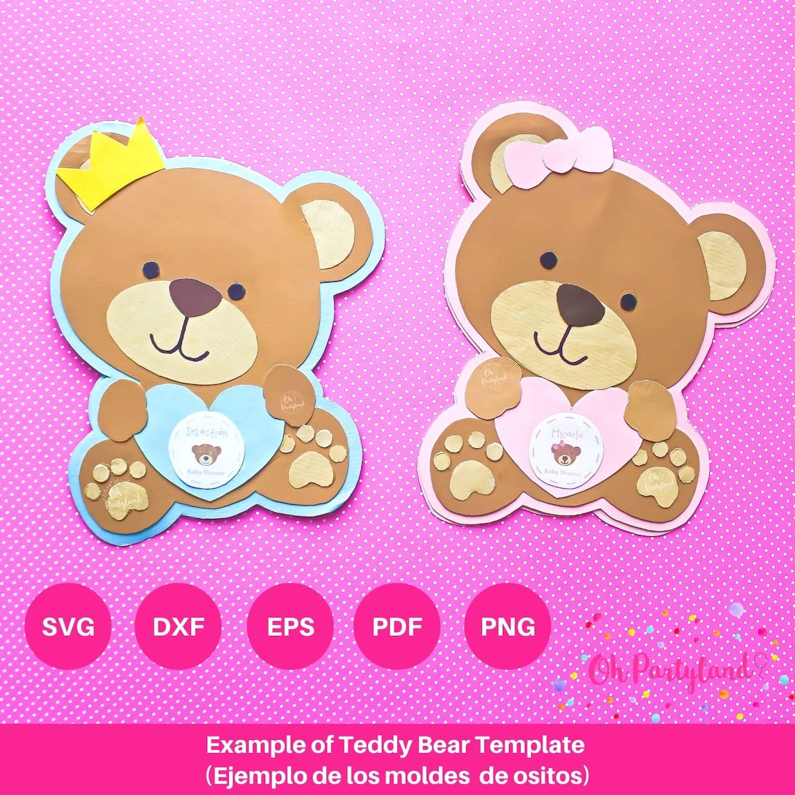 Molde osito SVG Dxf Eps Pdf y Png. Invitación oso bebé svg - Etsy México