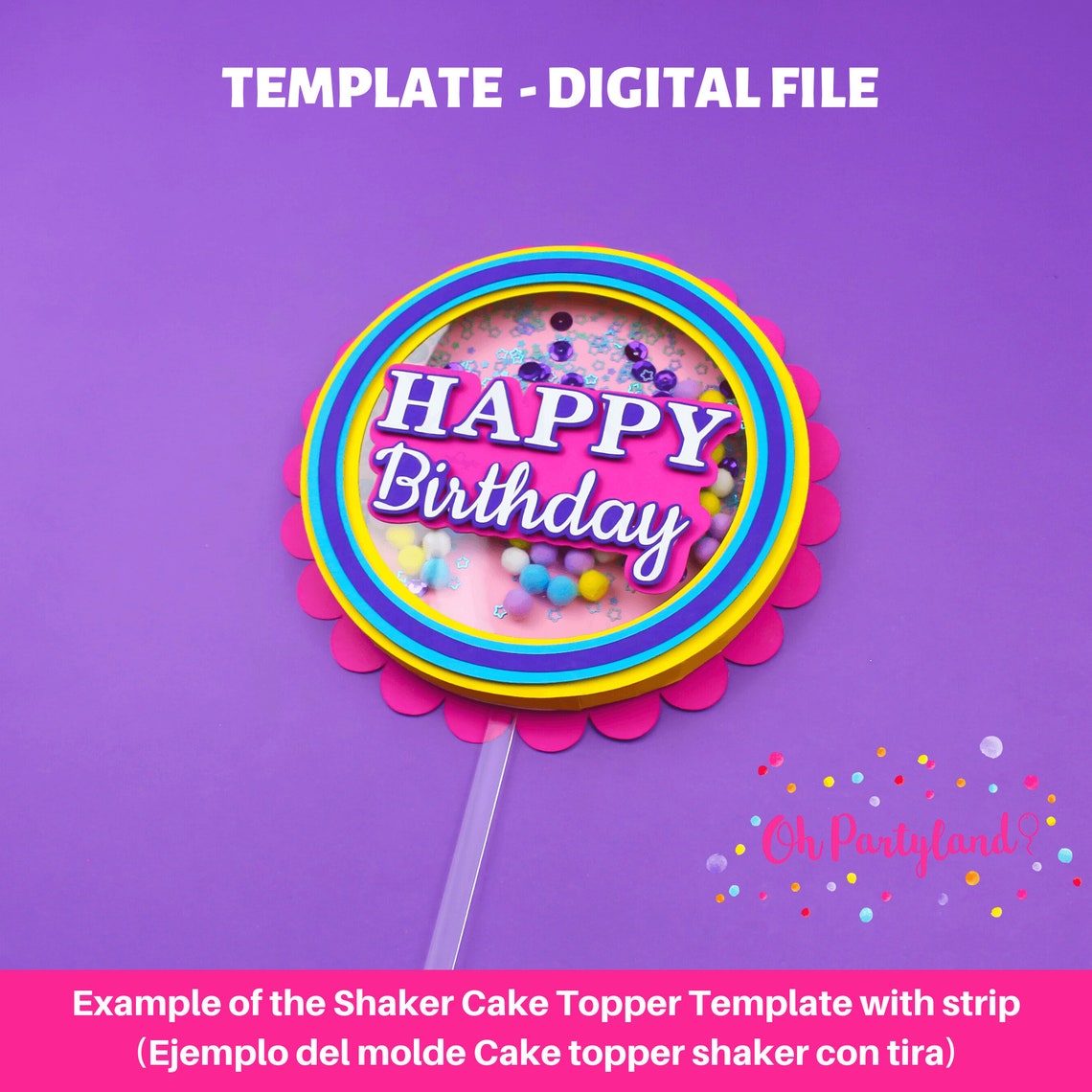 Shaker Cake Topper SVG File With Stripe SVG for Cricut DXF | Etsy Canada