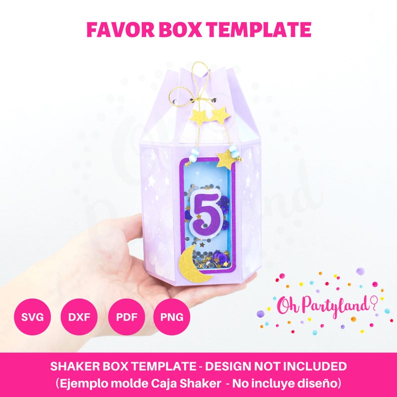 Shaker Box Template Svg, Dxf, Pdf, Png - Hexagonal Favor Box Template ...