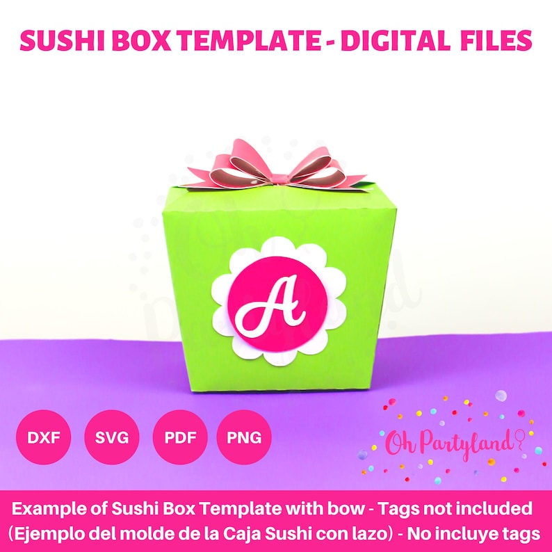 Box Template Svg, Dxf, Pdf, Png - Noodle Box Template - Sushi Favor Box ...